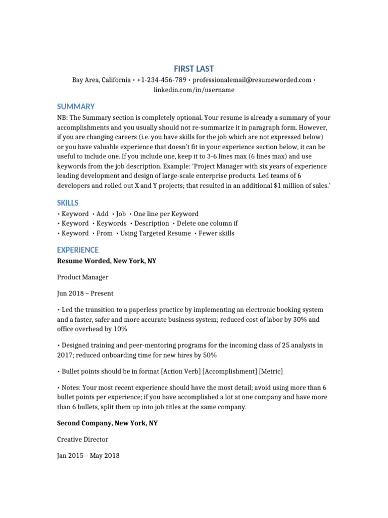 Bay Area Product Manager Resume Guide | PDF | Résumé | Business