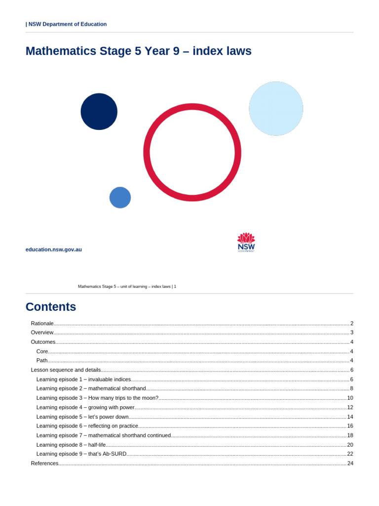 Stage 5 Mathematics: Index Laws Guide | PDF | Curriculum | Learning