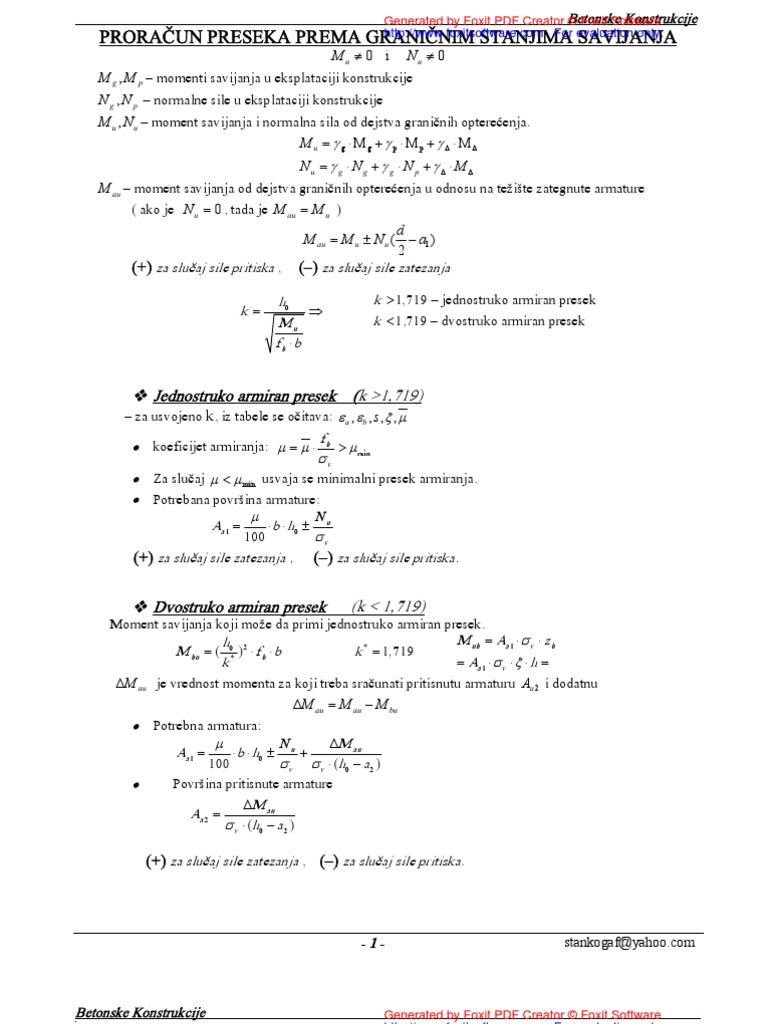 Betonske Konstrukcije-Skripta Za Studente - GAF Nis | PDF