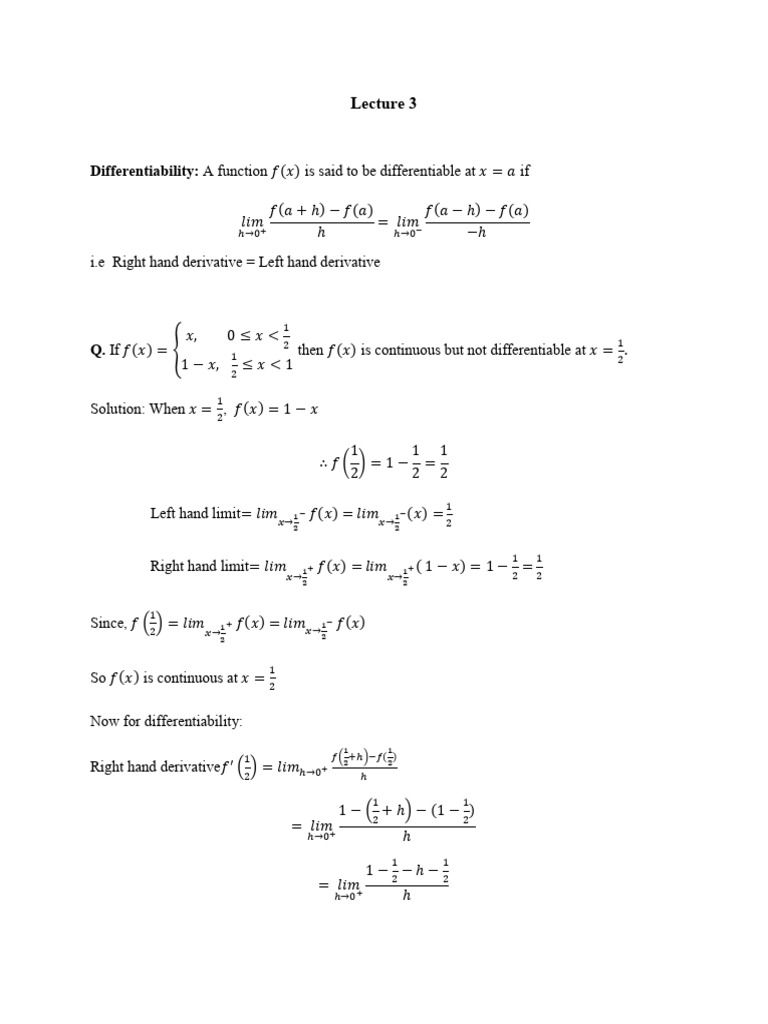 LECTURE 3 - differentiability | PDF