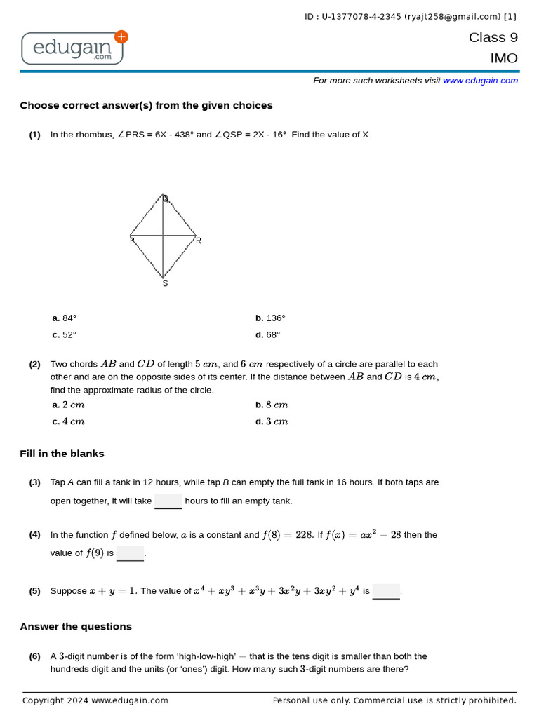Grade9 1377078 4 2345.q | PDF | Circle | Classical Geometry