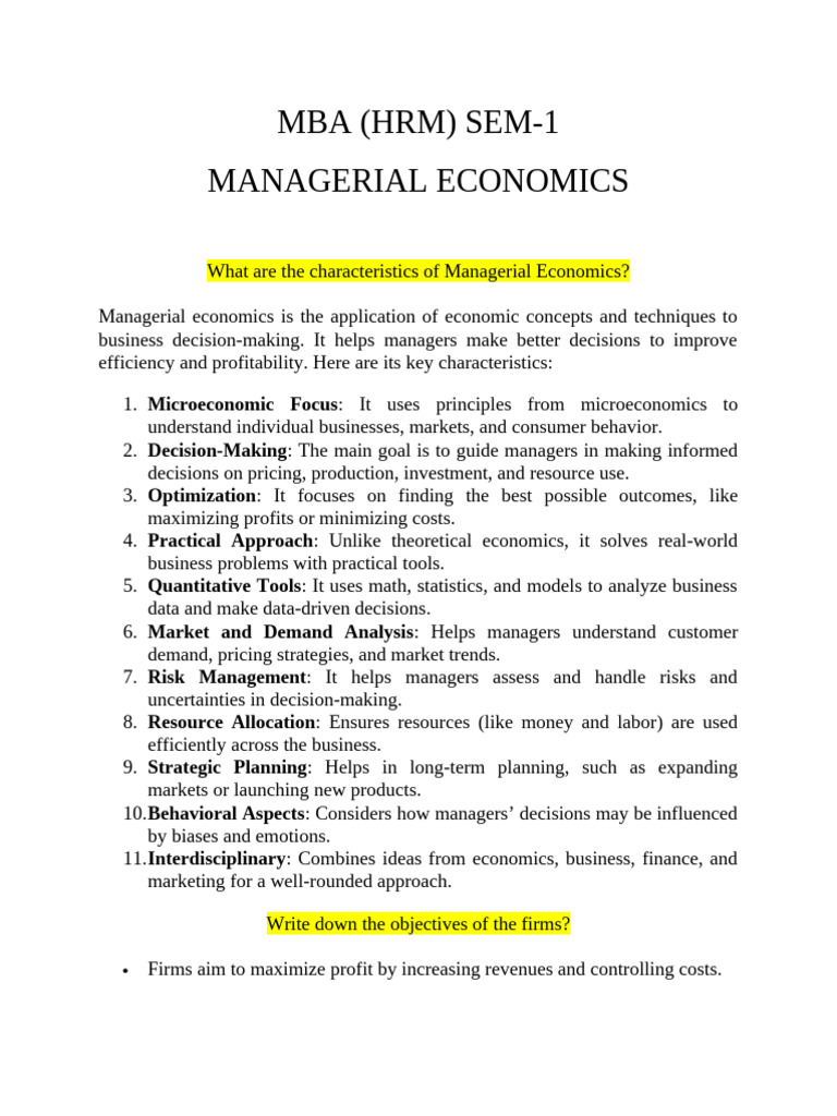 Mba (Managerial Economics) | PDF | Economics | Economies