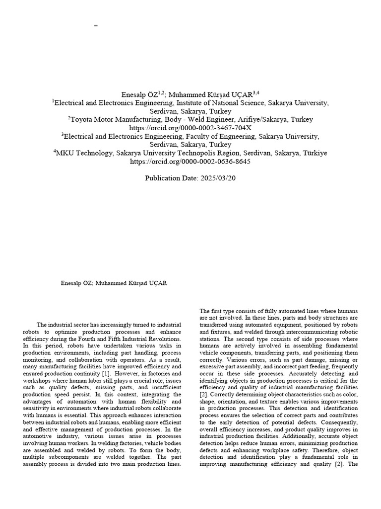 Artificial Intelligence and Image Processing Based Part Feeding Control in A Robot Cell | PDF ...