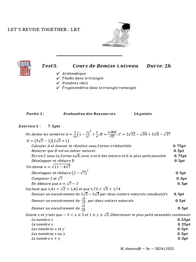 Test de Mathématiques 3e - N°3 | PDF