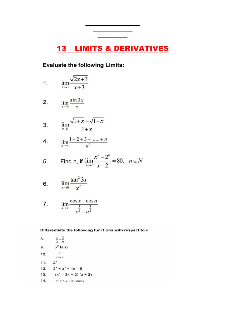 Xi-Limits & Derivatives | PDF