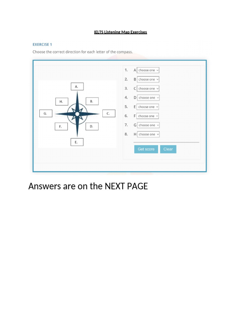 IELTS Listening Map Exercises | PDF