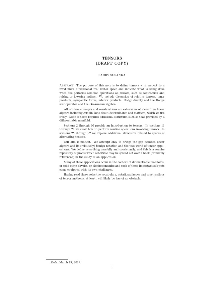 Tensors (Susanka) | PDF | Tensor | Matrix (Mathematics)