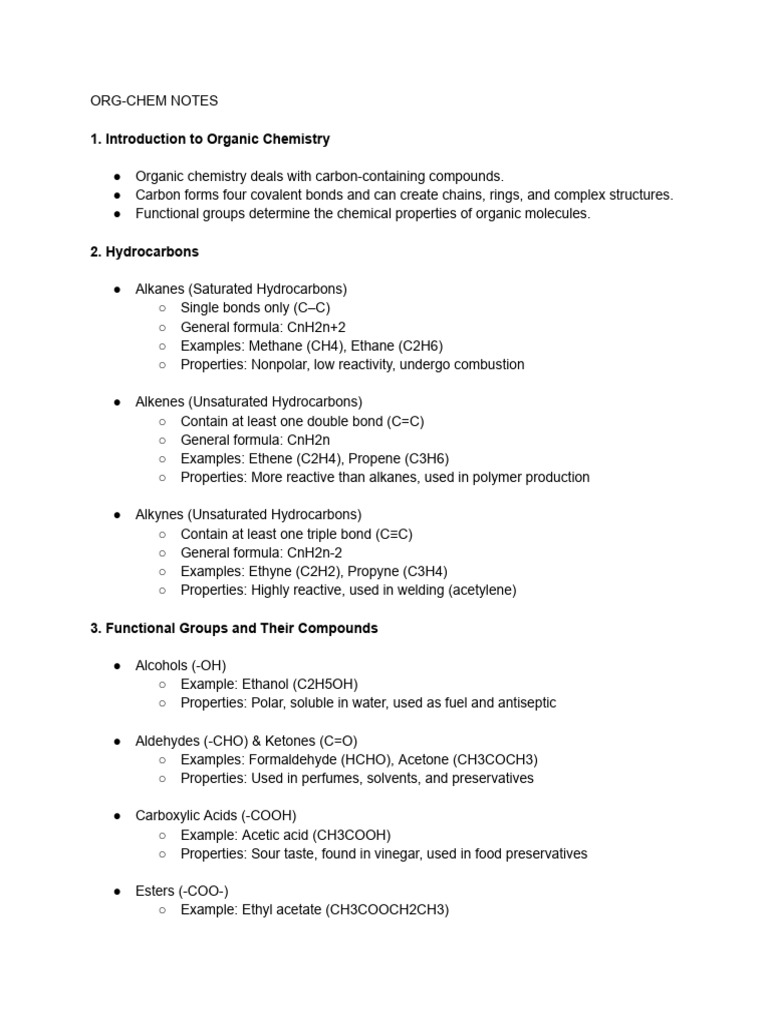 Grade 9 Organic Chemistry Overview | PDF | Alkene | Functional Group