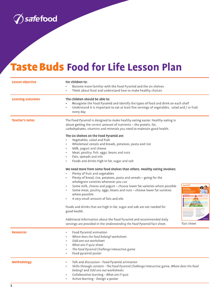 M11586 Taste - Buds - Food For Life - Food Pyramid - LESSON PLAN | PDF ...