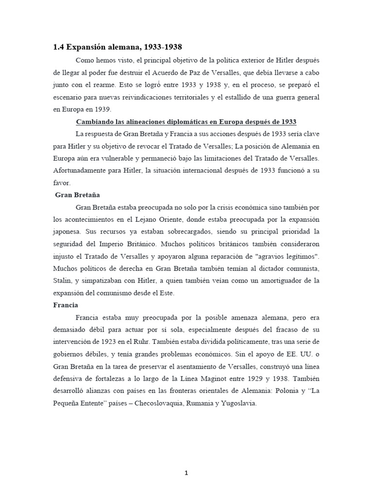 1.4 Expansión Alemana, 1933-1938 | PDF | Alemania nazi | Adolf Hitler