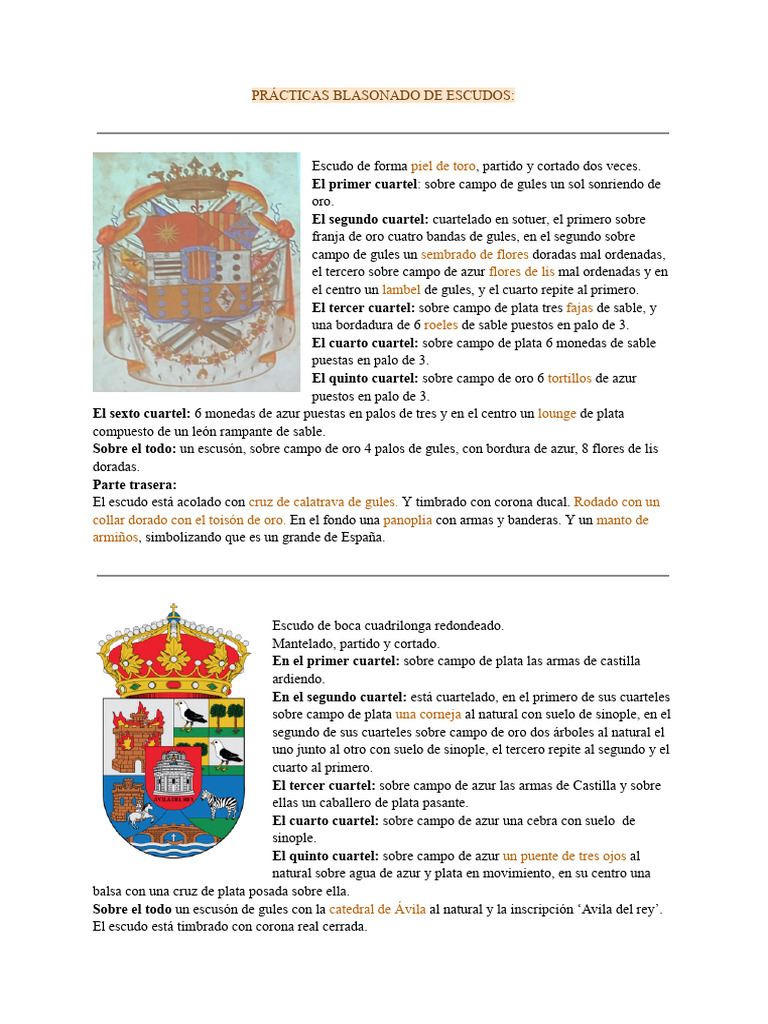 Prácticas Blasonado de Escudos: PDF | PDF | Feudalismo | Heráldica