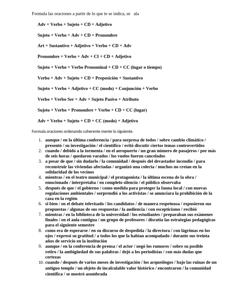 5to Oraciones | PDF | Verbo | Asunto (gramática)