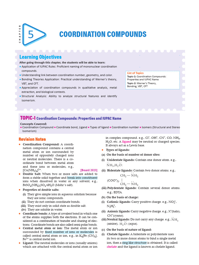Class 12 Chemistry Neet Study Maerials 5. Coordination Compounds | PDF | Coordination Complex ...