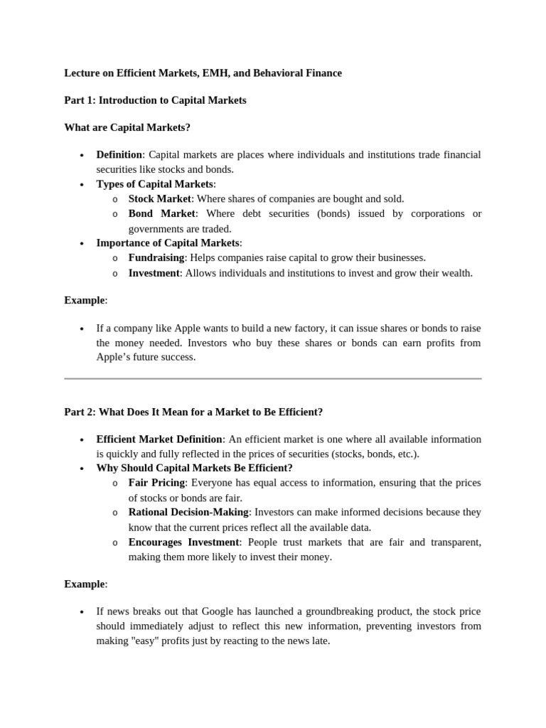 Efficient Market Hypothesis Overview | PDF | Efficient Market ...