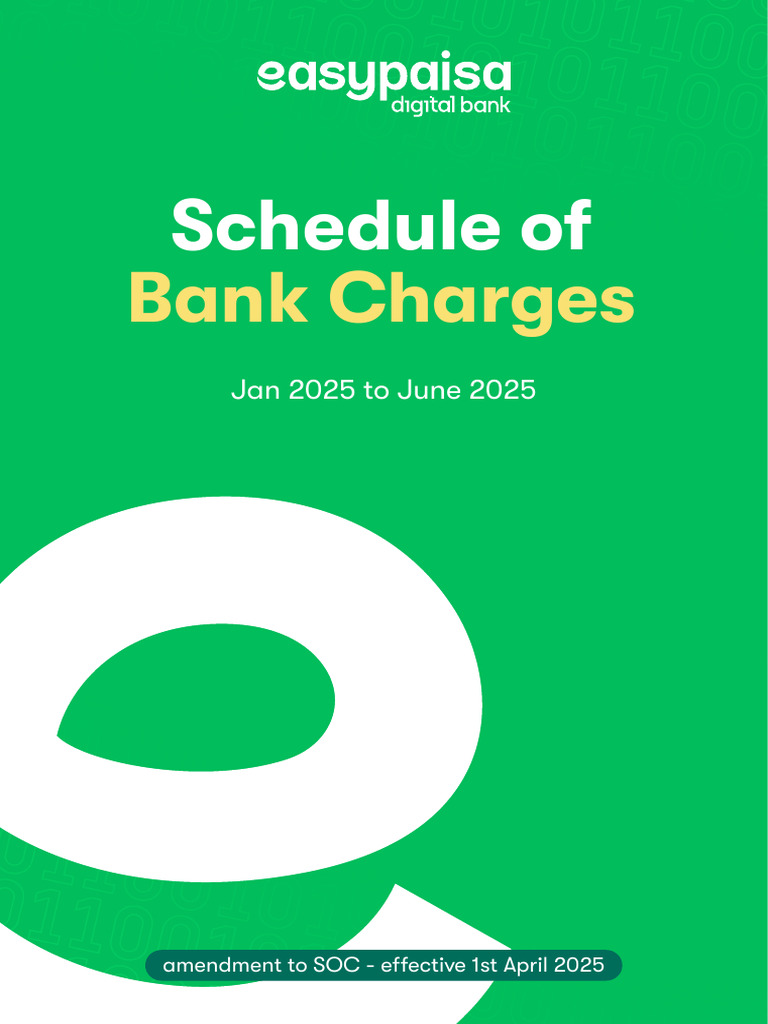 Easypaisa Charges Schedule 2025 | PDF | Transaction Account | Banks