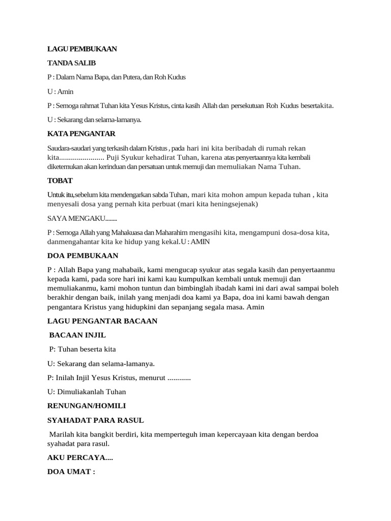 Susunan Ibadah OMK | PDF