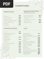 Tuck Shop Price List and Items | PDF