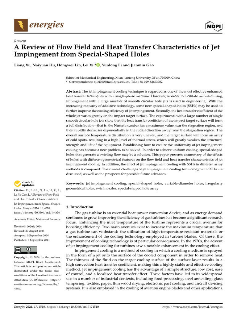 energies-17-04510 | PDF | Jet Engine | Heat Transfer