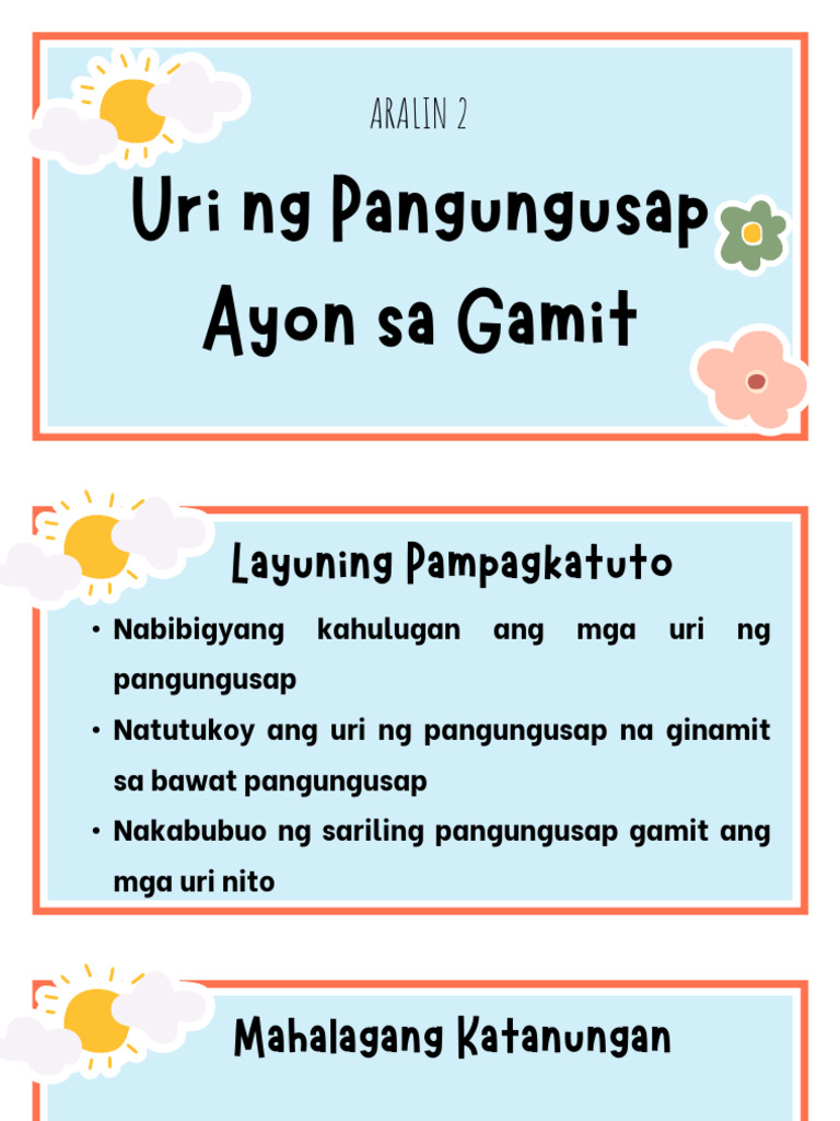 Q4. G6. Aralin 2 Uri NG Pangungusap Ayon Sa Gamit | PDF