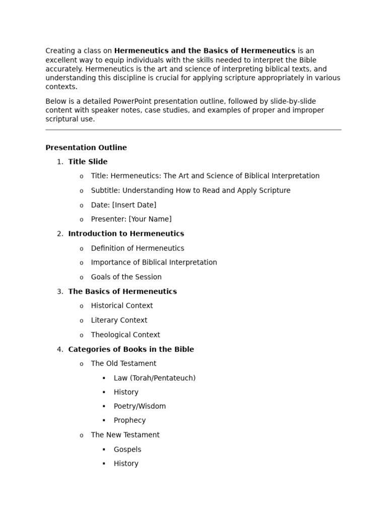 Hermeneutics Slides | PDF | Bible | Hermeneutics