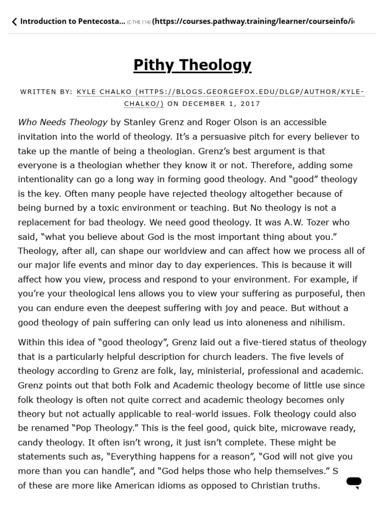 Pathway - Introduction To Pentecosta... (C-THE 114) - Pithy Theology ...