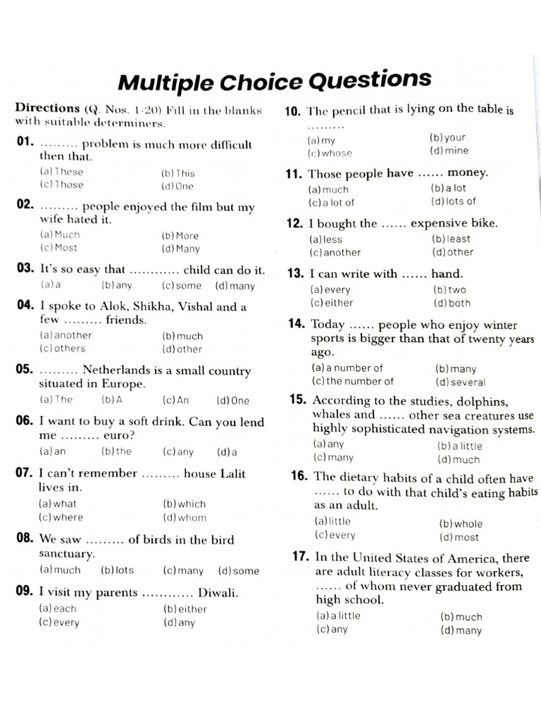 Determiners Worksheet (2) - 1 | PDF