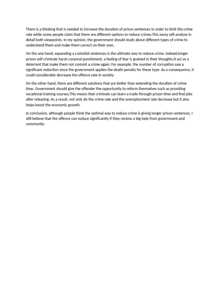 There Is A Thinking That Is Needed To Increase The Duration of Prison ...