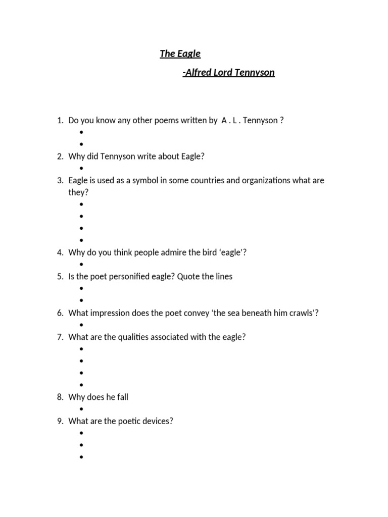 Analysis of Tennyson's "The Eagle" | PDF