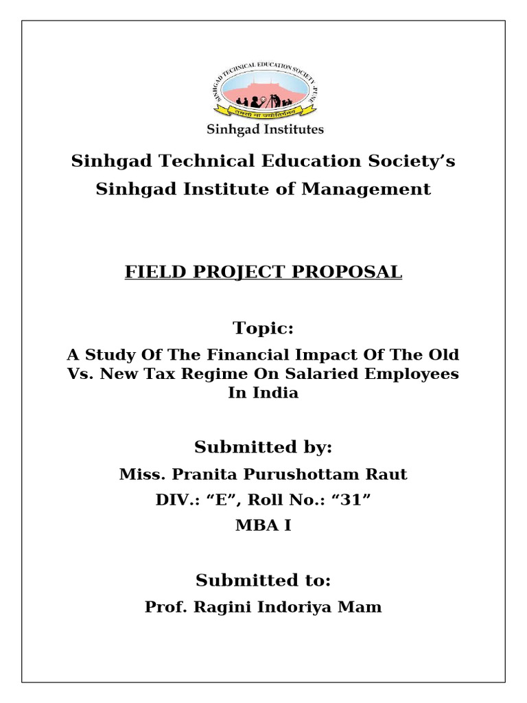 Field Project Proposal Roll No 31 Div E | PDF | Taxes | Payments