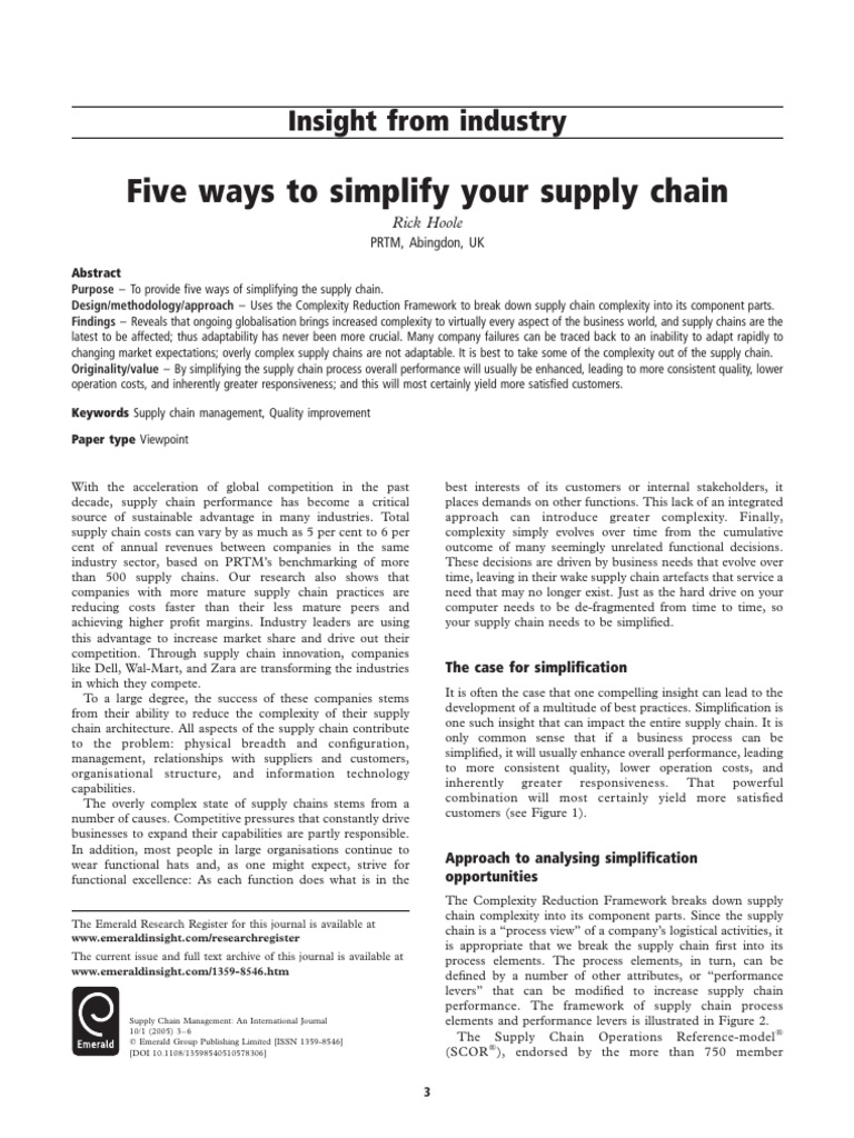 Supply Chain Simplification | PDF | Supply Chain | Supply Chain Management