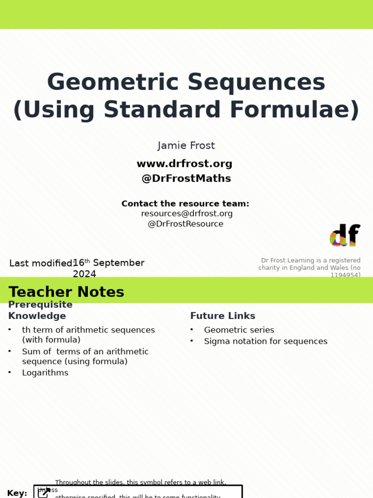 Geometric Sequences (Using Standard Formulae) - Lesson3 | PDF | Sequence | Arithmetic