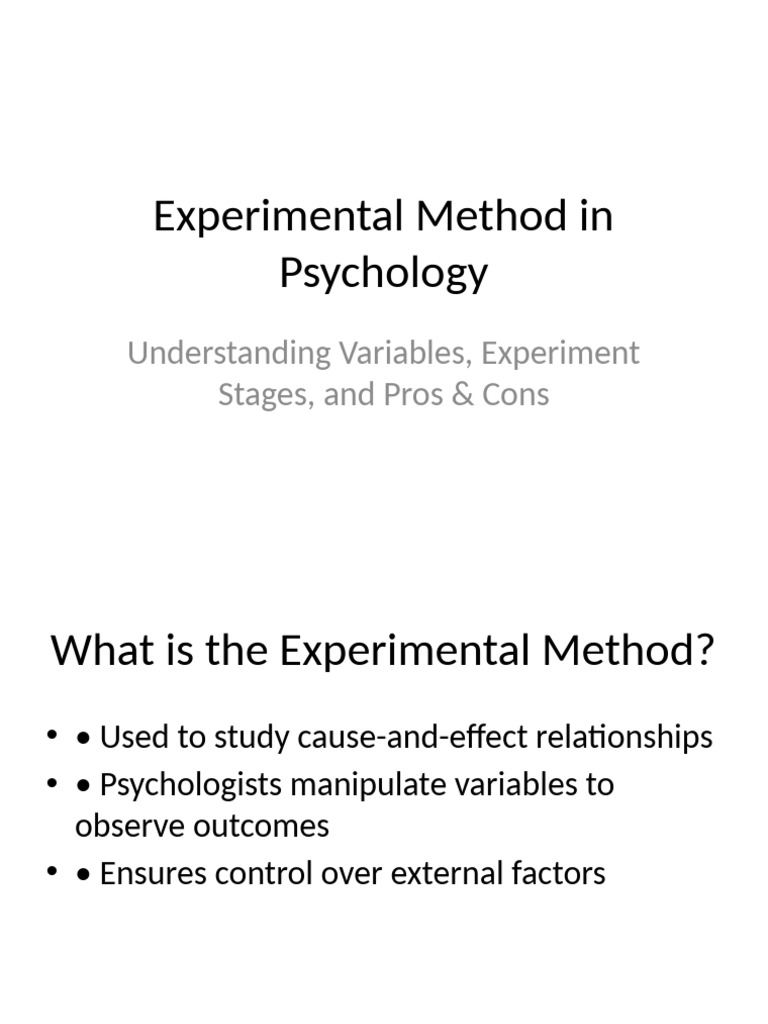 Experimental Method in Psychology Explained | PDF