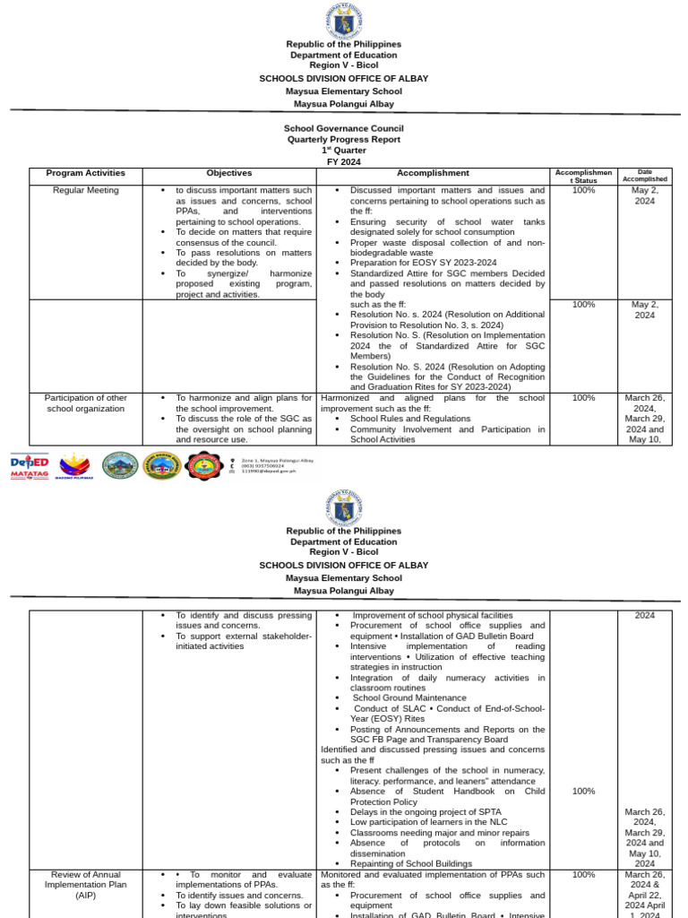 Quarterly Progress Report | PDF