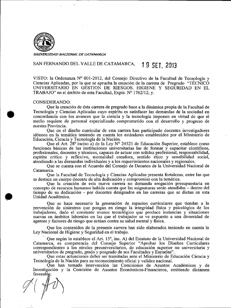 Ord CS 003 2013 PE Tecn - Univ .Gest - Riesgos Hig. Seg. Trabajo | PDF | Laboratorios ...