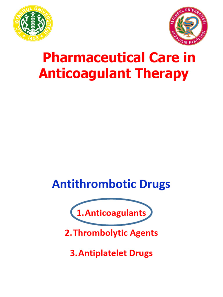 Pharmaceutical Care in Anticoagulant Therapy | PDF | Thrombus | Coagulation