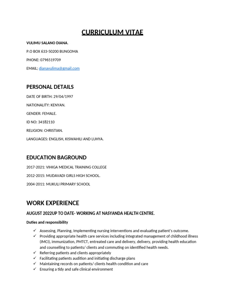CURRICULUM VITA1.docx Diana | PDF