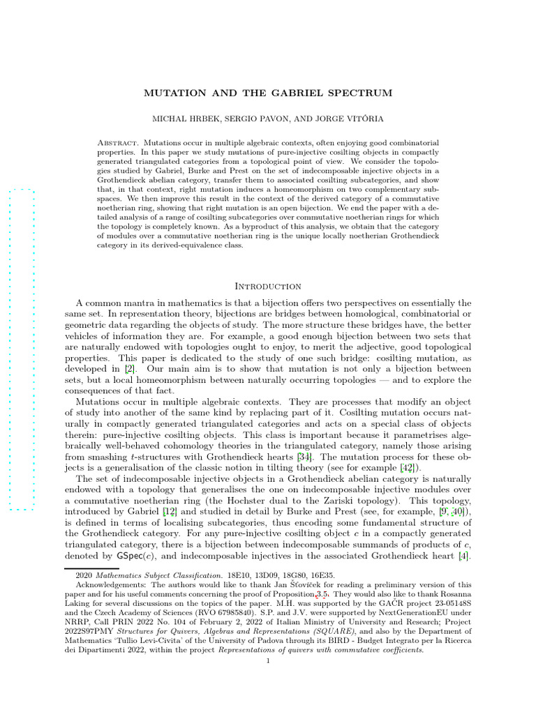 Mutation and Gabriel Spectrum | PDF | Ring (Mathematics) | Algebra