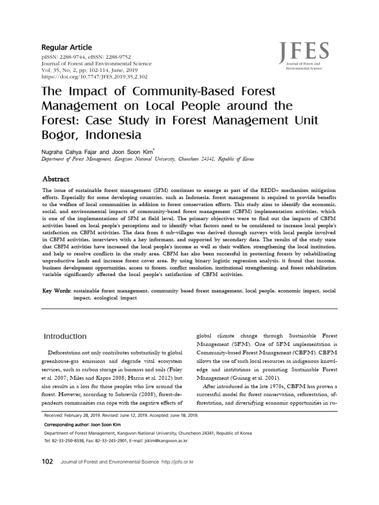 The Impact of Community-Based Forest Management on Local People around ...