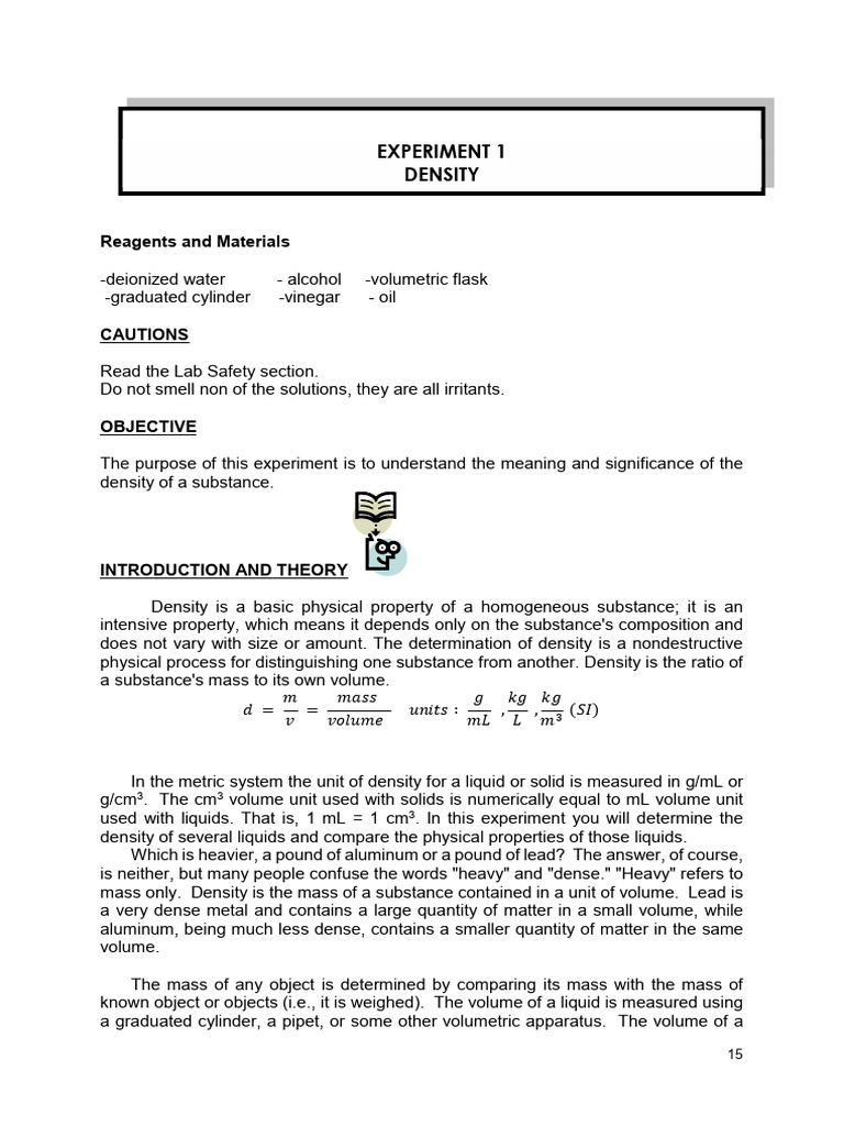 Density Experiment: Measuring Liquids | PDF | Density | Volume