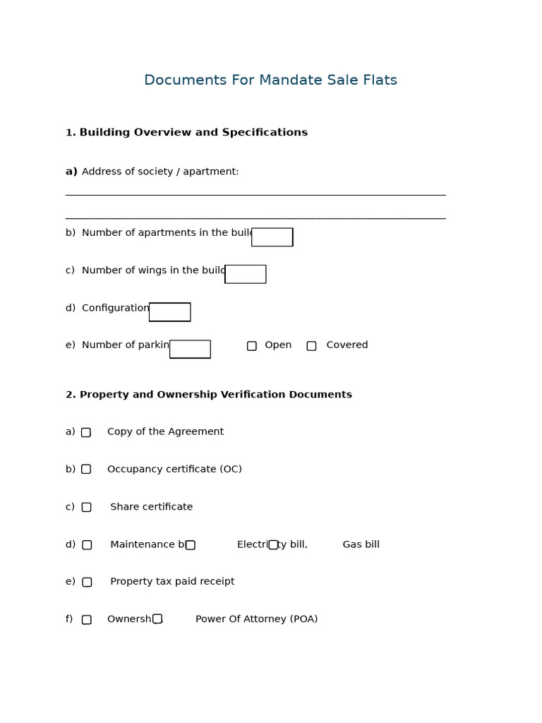 Documents For Mandate Sale Flats 0 | PDF
