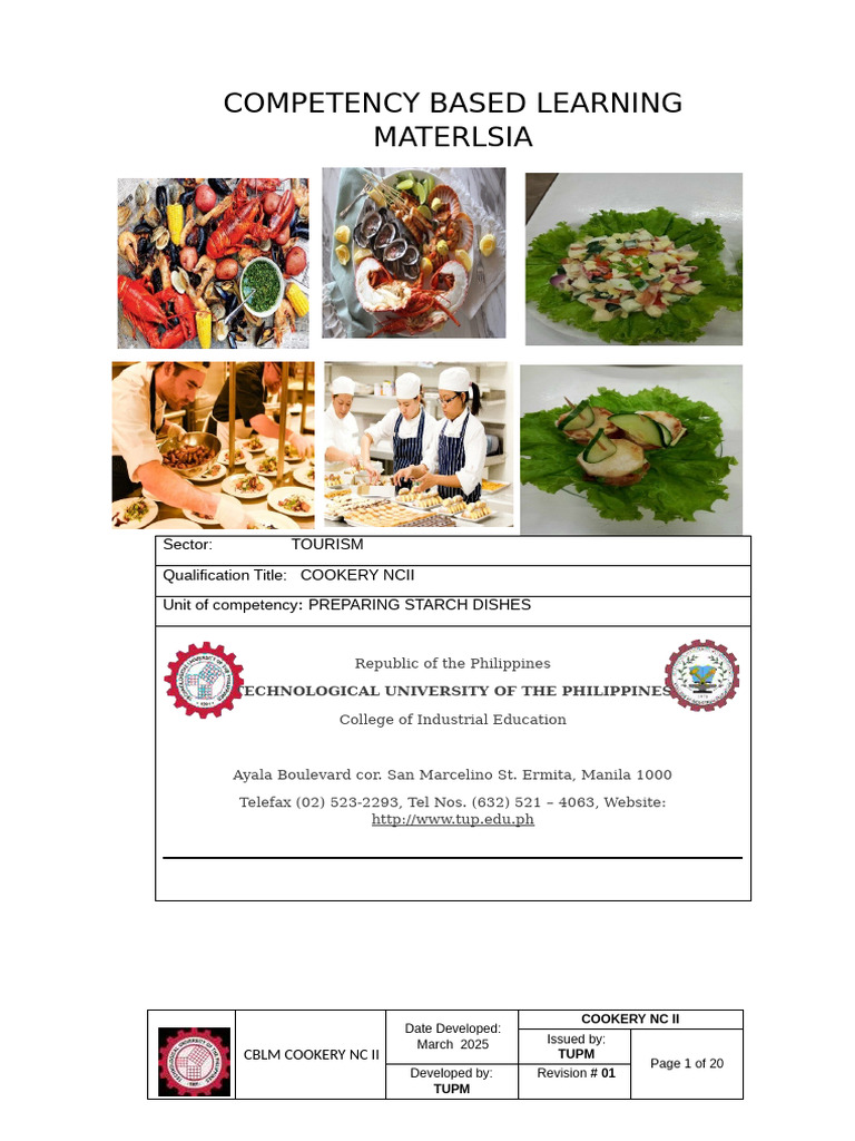 Part 3 Pts Tab CBLM 1 | PDF | Food And Drink Preparation | Foods