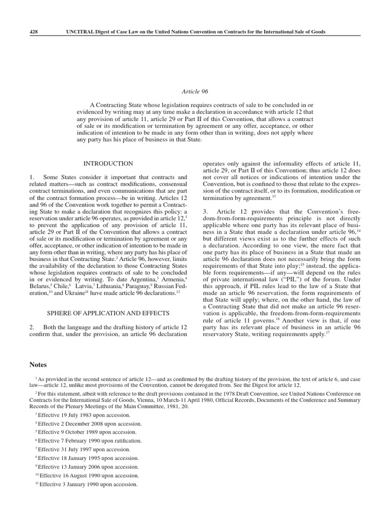 2016 UNCITRAL CISG Digest Article 96 | PDF | Justice | Crime & Violence