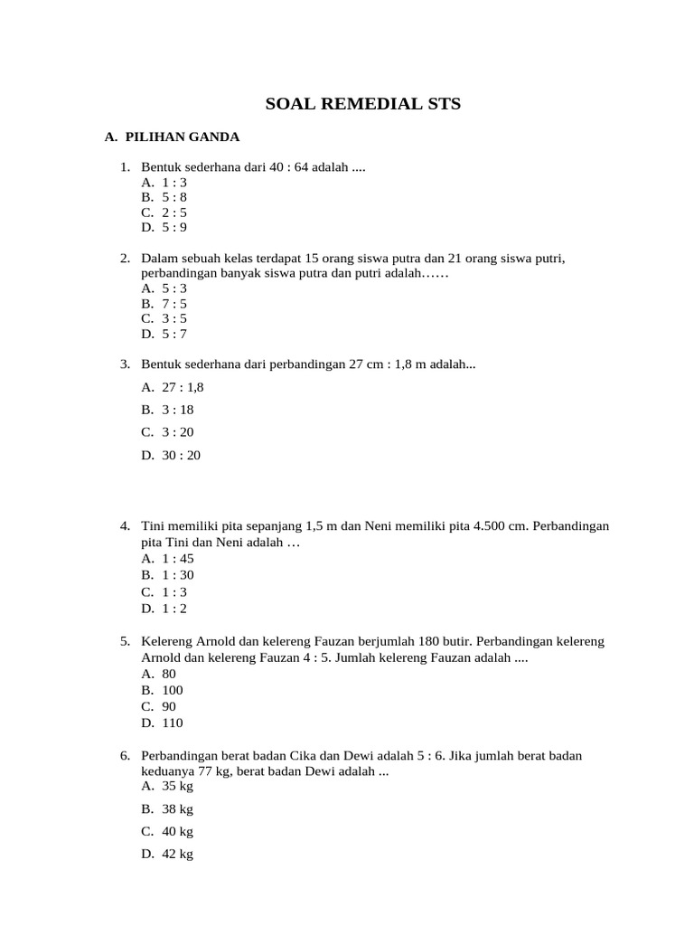 Remedial Sts Kelas 7 | PDF