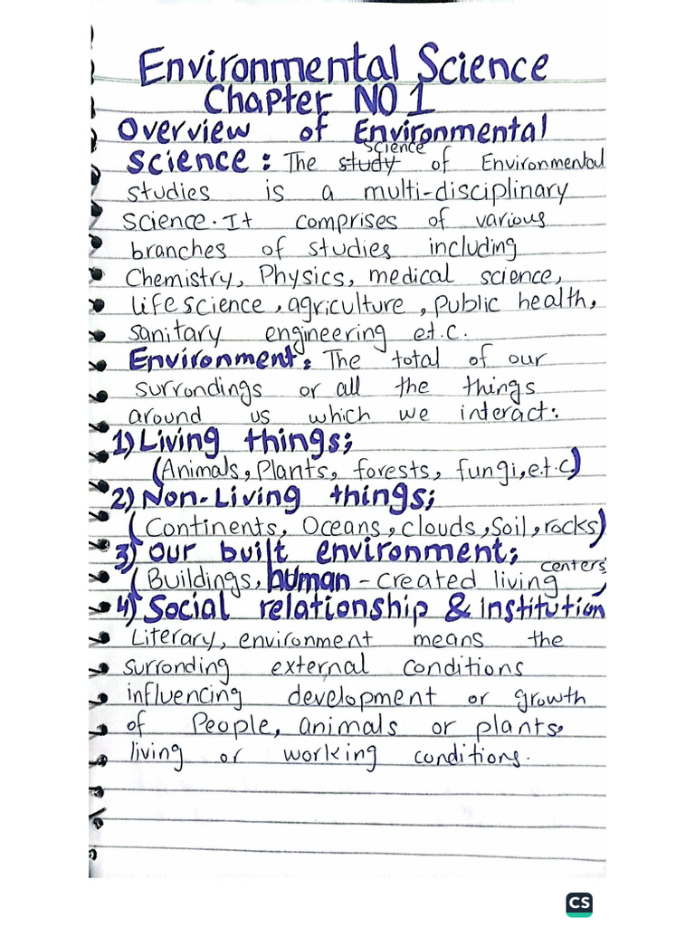 Environmental Sciences Chapter No 1 | PDF