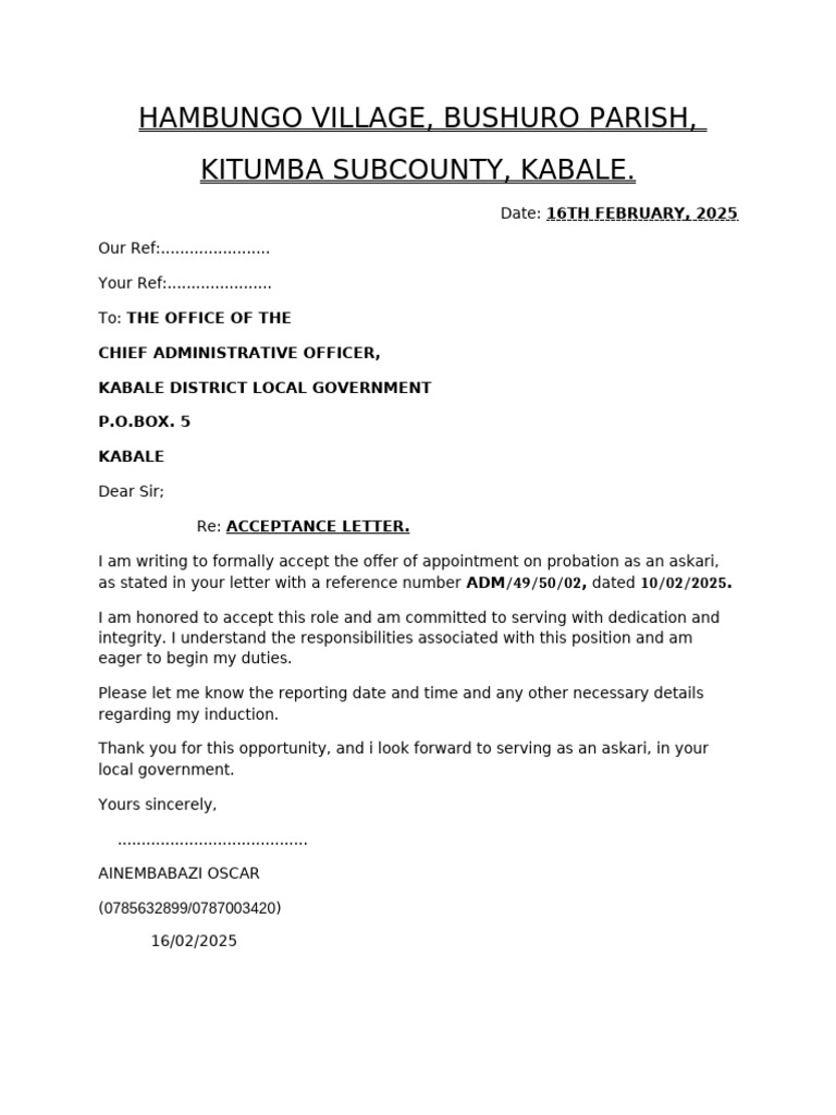 Acceptance Letter | PDF