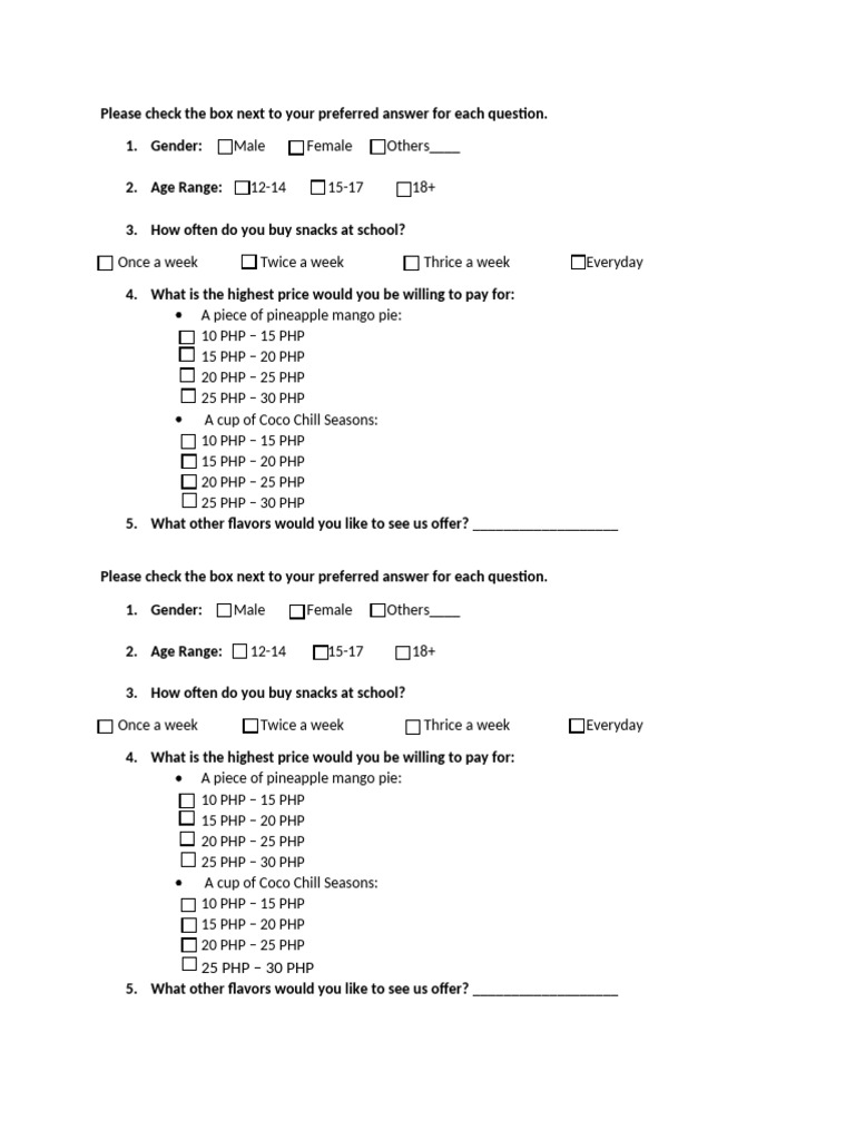 Entreprenuership Group 5 Survey Questionnaire | PDF
