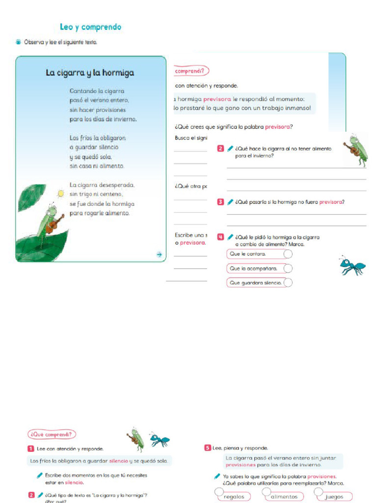 Hormiga y La Cigarra | PDF