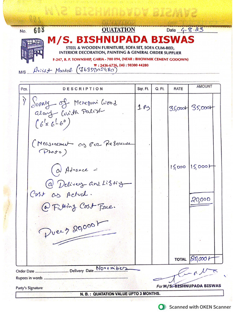 Bill For Bed | PDF