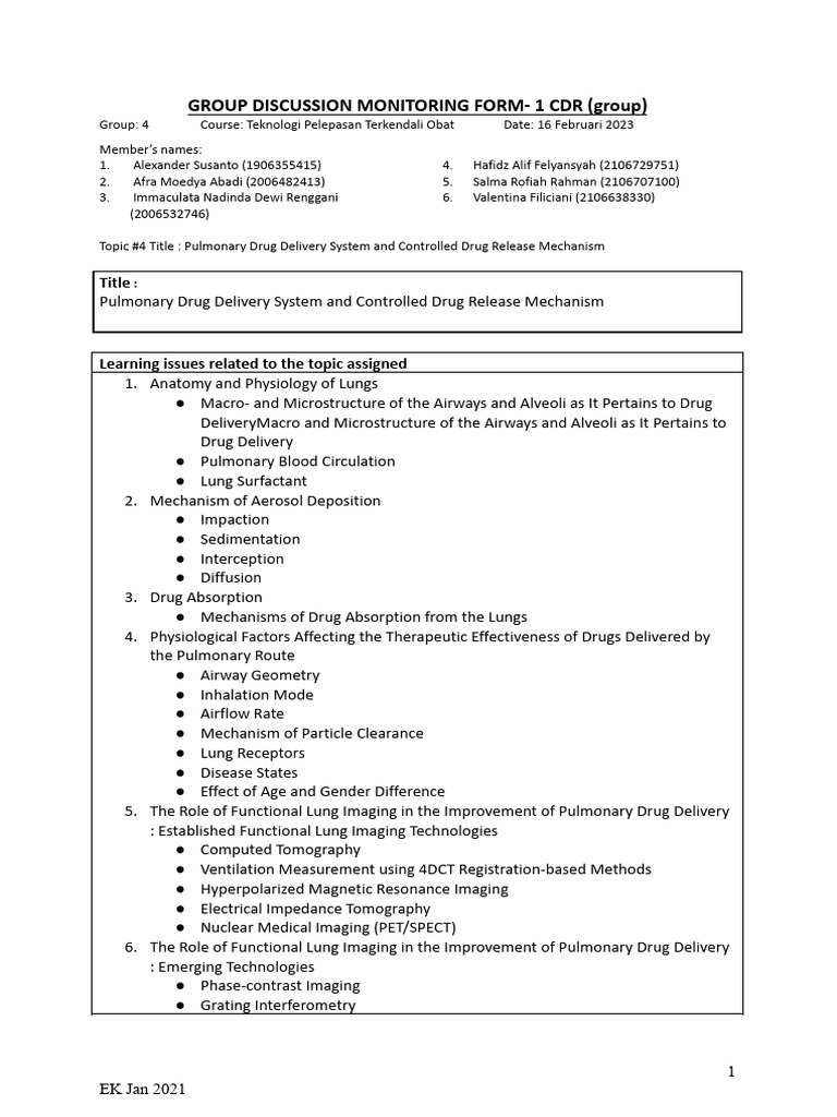 FG 4 - M1 Form CDR - Group Discussion Monitoring I - 2023 - Group FG 4 ...