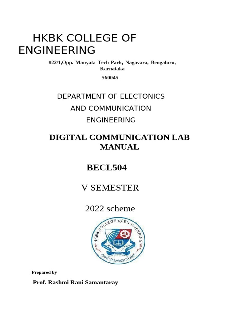 Digital Communication Lab Manual BECL504 | PDF